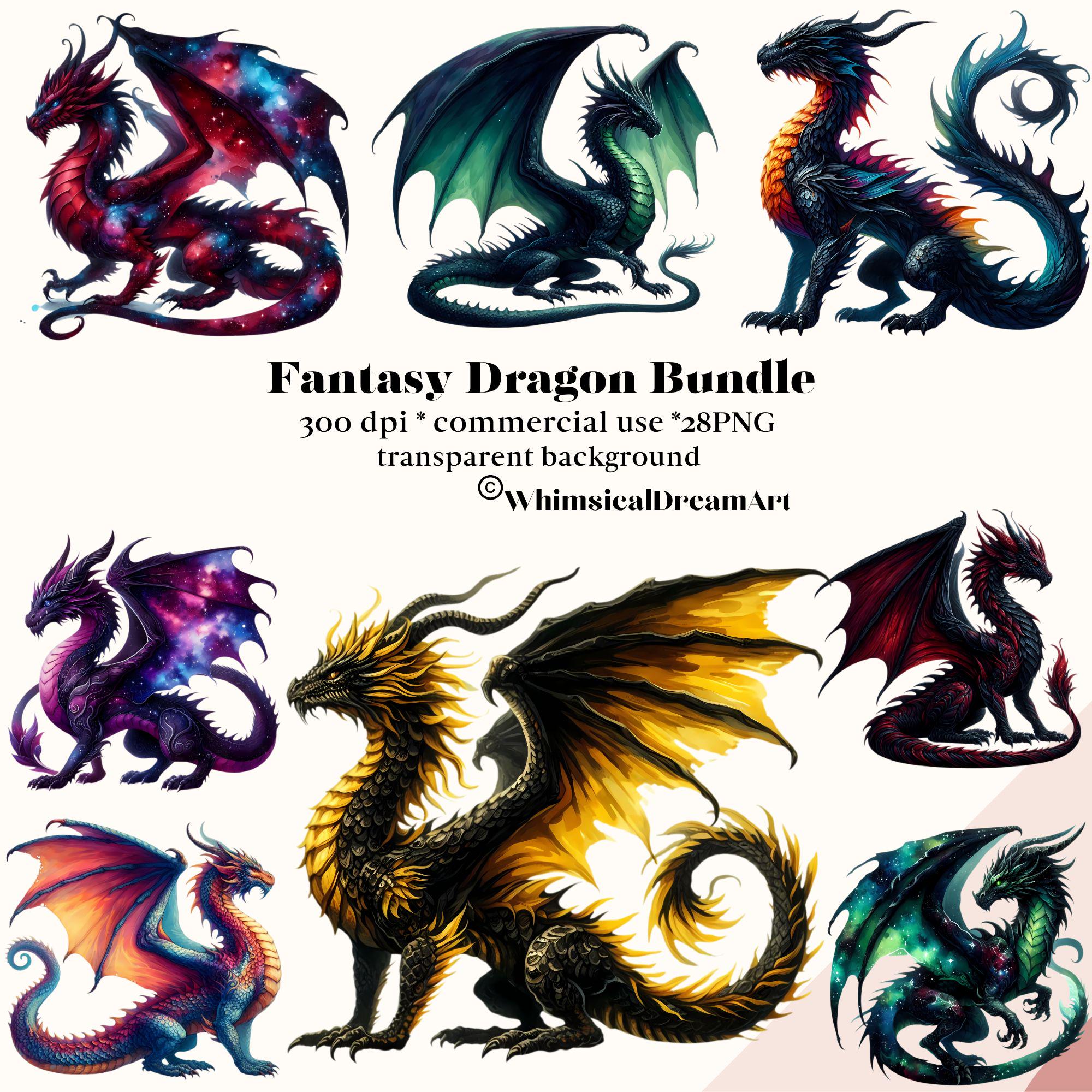28 Fantasy Dragons Clipart Bundle, Dragon PNG, Fantasy PNG, Fantasy ...
