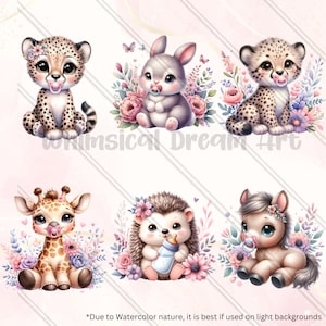 30 Watercolor Cute Baby Animal Clipart, Animals Png, Baby Images ...