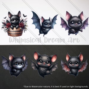 24 Cute Bat Watercolor Clipart Bundle, Cute Bat PNG, Not Scary ...