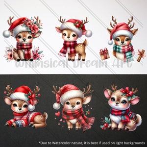 24 Christmas Cute Reindeer Clipart Bundle, Watercolor Deer, Pink ...