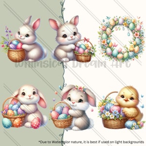 25 Watercolor Cute Easter Clipart Bundle, Spring Clipart, Easter Bunny ...