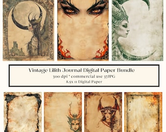 116 Lilith Digital Paper, Celestial Dark Goddess, JPG for Book of ...