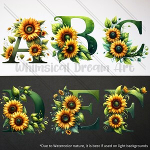 Sunflower Clipart Decorative Letters for Commercial Use Digital Art ...