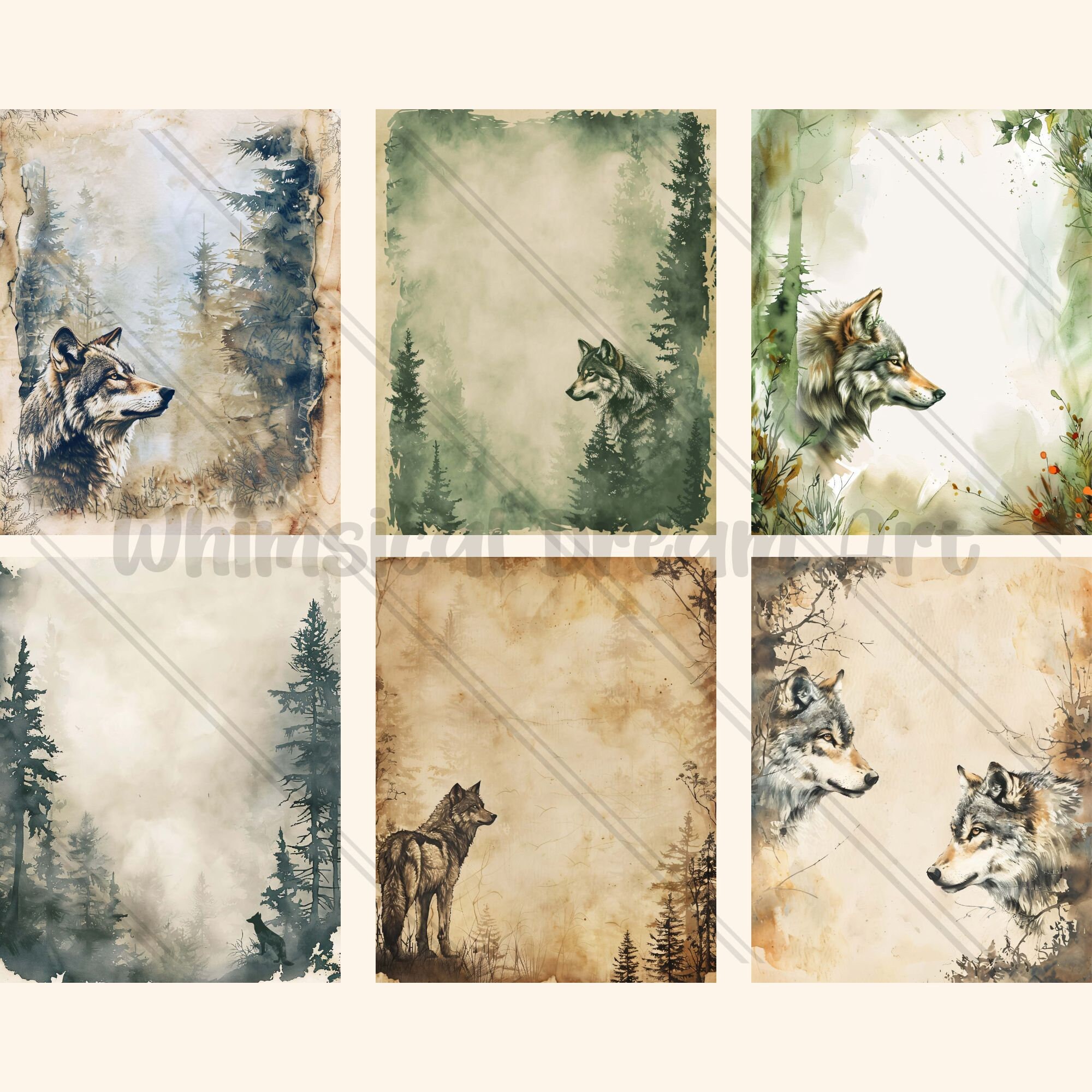 29 Wolf Junk Journal Printable Pages, Printable Junk Journal Pages ...