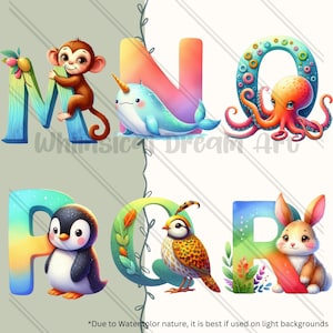 Animal Alphabet Clipart Decorative Letters, Alphabet Clipart, Letter ...