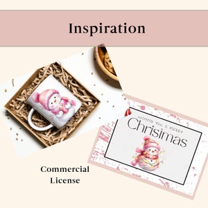 32 Christmas Cute Pink Snowman Clipart Bundle, Watercolor Collection ...
