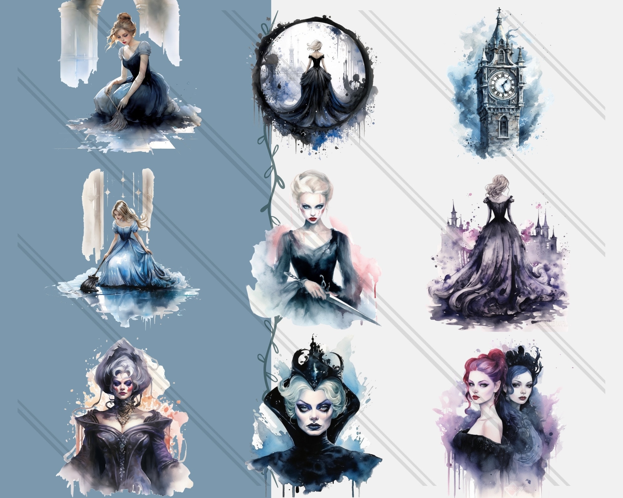 40 PNG Watercolour Gothic Cinderella Clipart, Watercolor, Cinderella ...