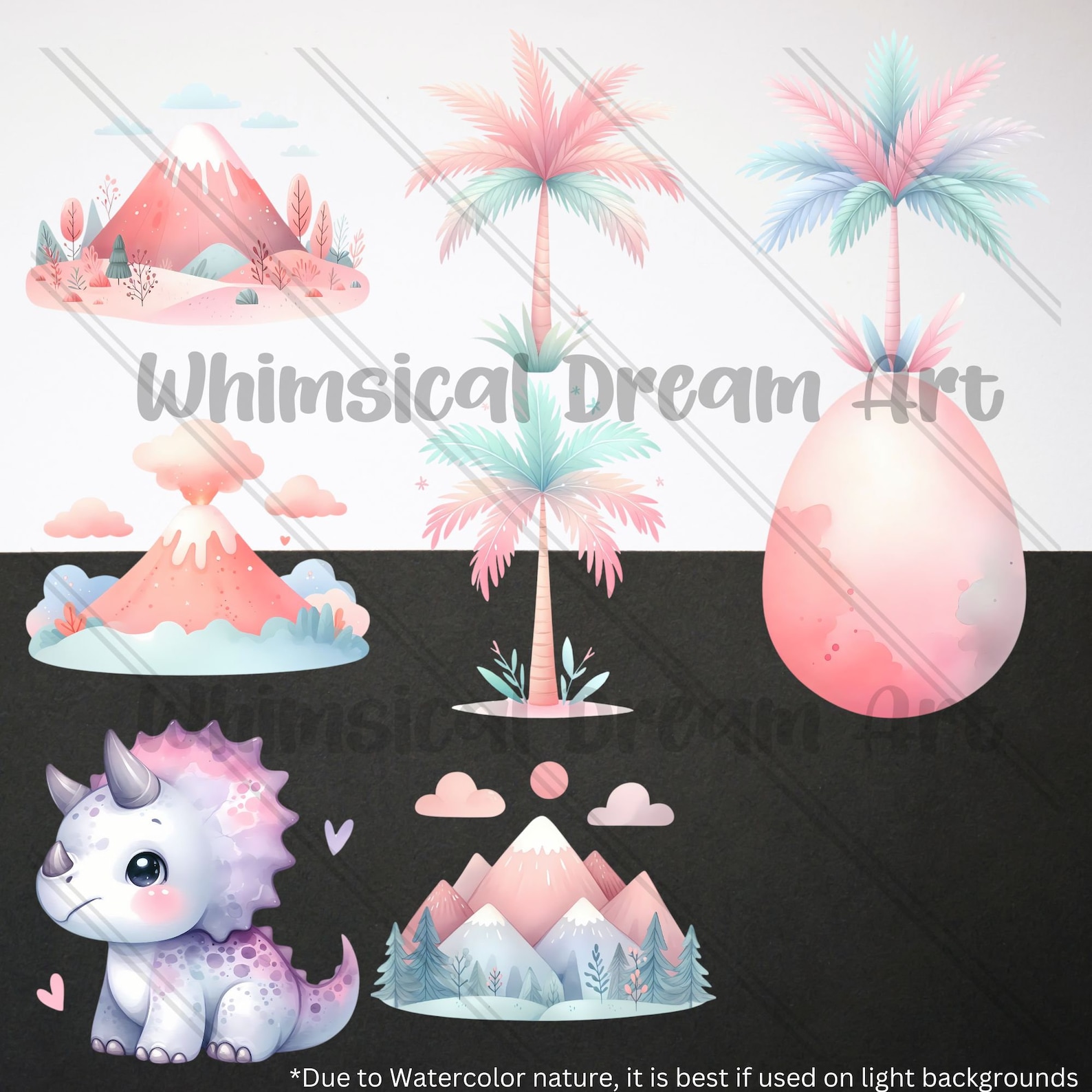 44 Watercolor Girl Dinosaurs Clipart, Girly Dino Theme Baby Party ...