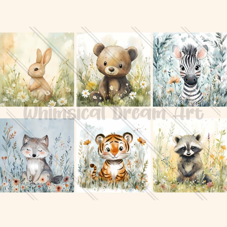 25 Cute Baby Animal Paper Bundle, Enchanted Forest Junk Journal ...