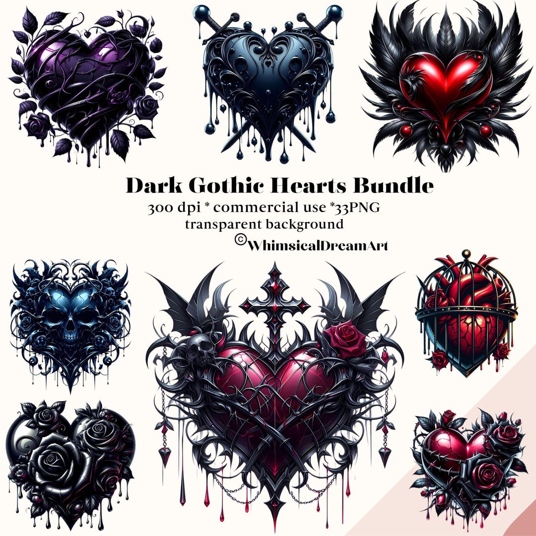 33 Gothic Heart Clipart, Dark Romance, Gothic Clip Art, Dark Heart ...