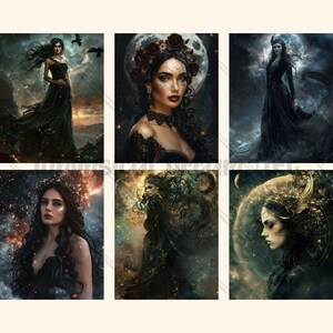 26 Persephone Digital Paper, Celestial Dark Goddess, JPG for Book of ...