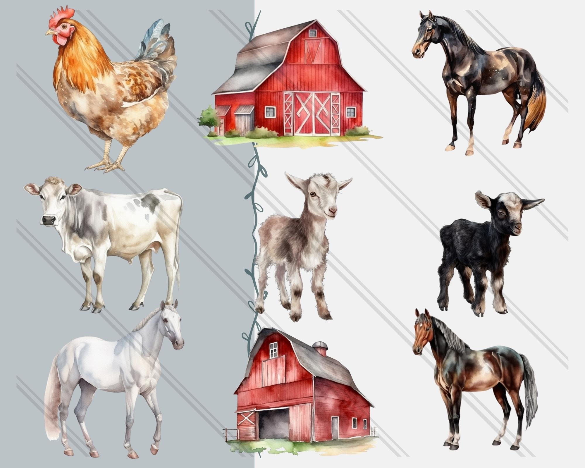 39 Watercolor Farm Life Clipart Cute Chickens and Chicks - Etsy