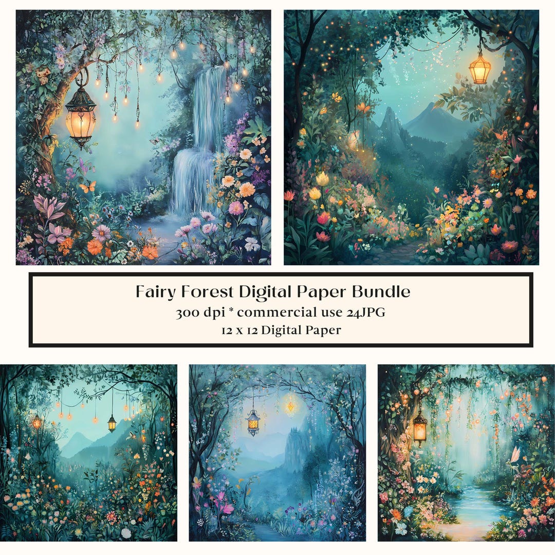 24 Fairy Forest Paper Bundle, Fantasy Junk Journal, Whimsical Forest ...