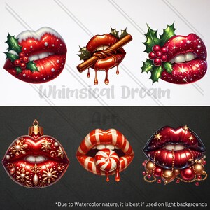 25 Christmas Lips Clipart Bundle, Festive Lips Sublimation Designs for ...