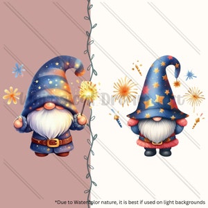 32 Happy New Year Gnomes PNG Collection, Watercolor Festive Gnome ...