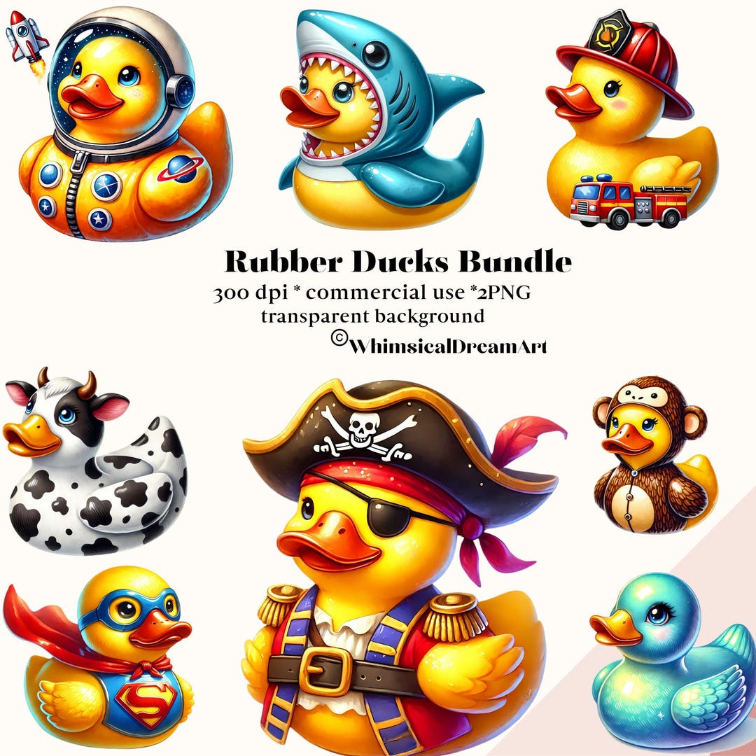 24 Cute Rubber Duck, Baby Shower, Sweet Baby Animal Bundle, PNG File ...