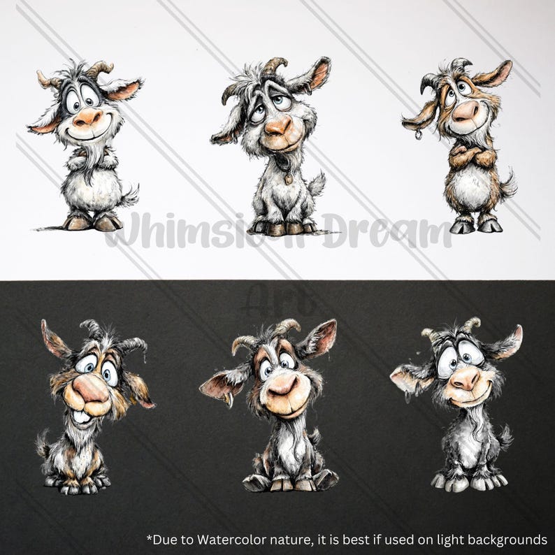 35 PNG Funny Goat, Cute Quirky Cartoon Goat Clipart, Farm Animal Art ...