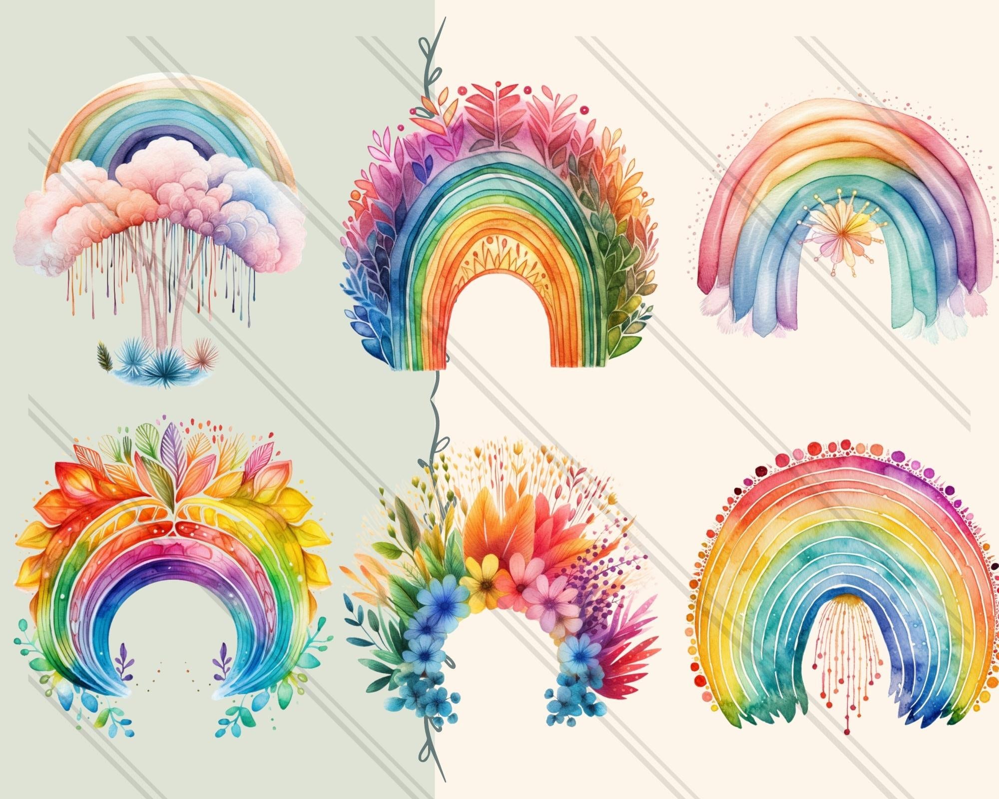 25 Rainbow Clipart Watercolor Rainbow Clip Art Background - Etsy