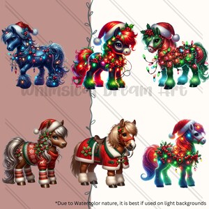 27 Christmas Ponies PNG Collection, Horse Clipart Set, Watercolor Horse ...