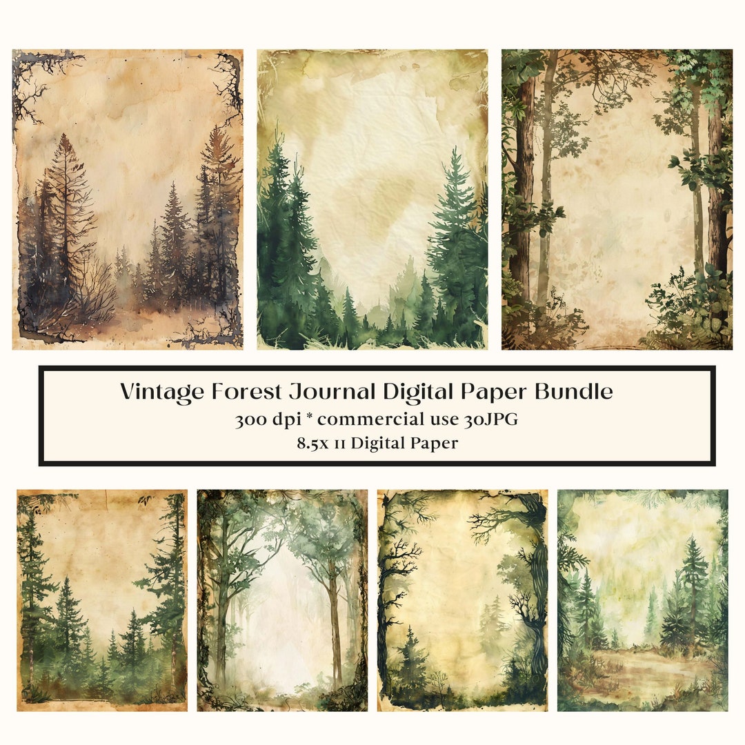 30 Watercolor Forest Junk Journal Printable Pages, Vintage Watercolor ...