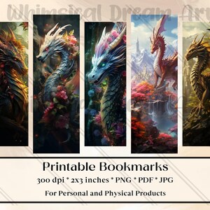 20 Fantasy Dragon Bookmark Designs, Printable Bookmarks Digital ...