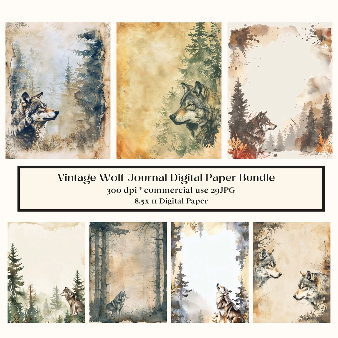 29 Wolf Junk Journal Printable Pages, Printable Junk Journal Pages ...