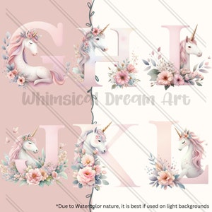 Pink Unicorn Clipart Decorative Letters, Uppercase Alphabet Set ...