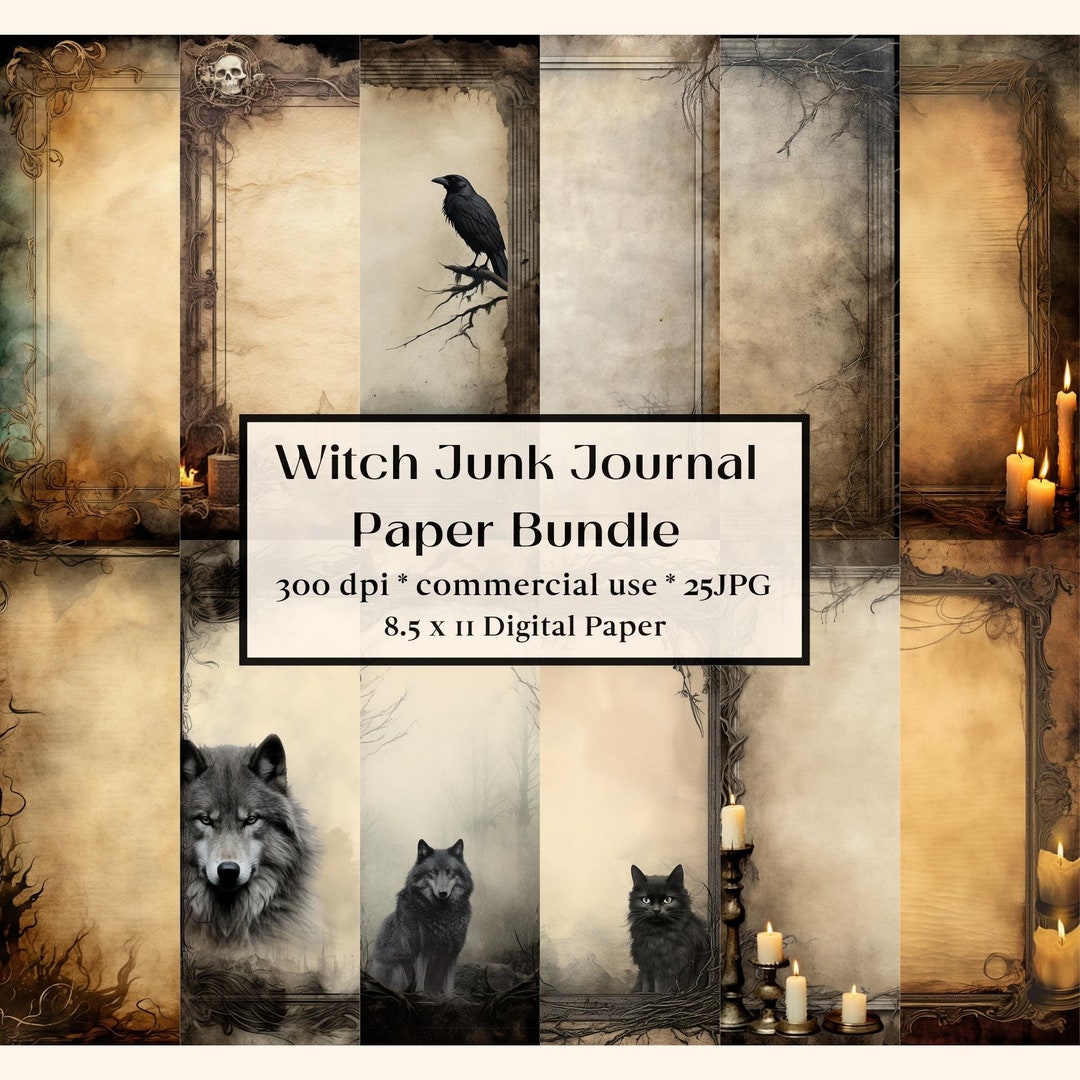 27 Vintage Witch Digital Paper, Distressed Background, Mystical Digital ...
