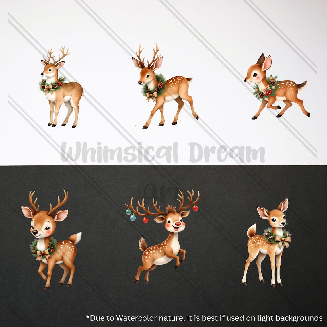 23 Christmas Reindeer Clipart Bundle, Festive Reindeer Graphics Designs ...