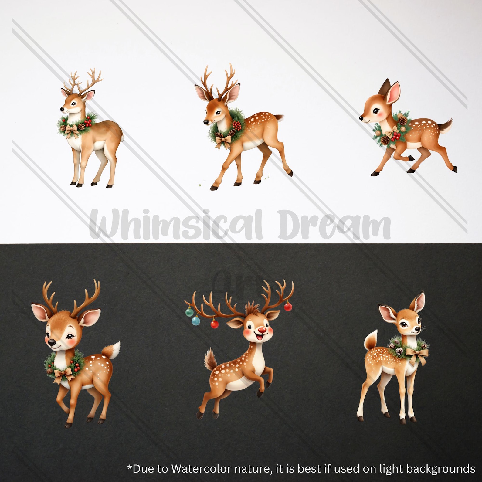 23 Christmas Reindeer Clipart Bundle, Festive Reindeer Graphics Designs ...