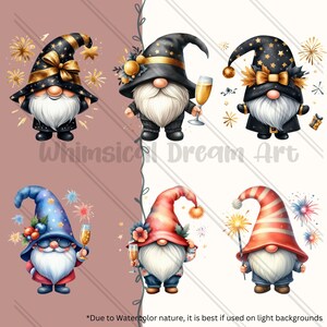 32 Happy New Year Gnomes PNG Collection, Watercolor Festive Gnome ...