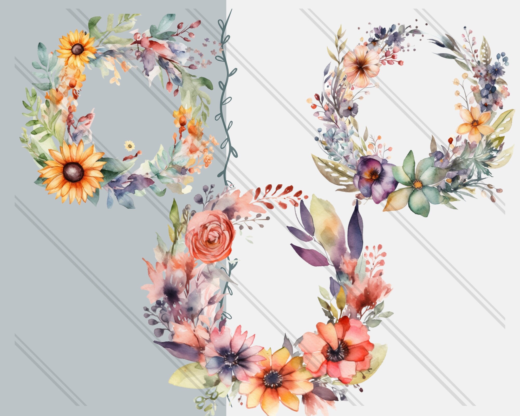 27 Boho Flowers PNG Bundle Watercolor Floral Clipart - Etsy