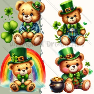 34 Watercolor St. Patrick's Teddy Bears Clipart Bundle, St Patrick ...