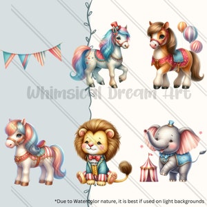 42 Cute Circus Watercolor Clipart, Circus Invitation, Elephant, Tiger ...