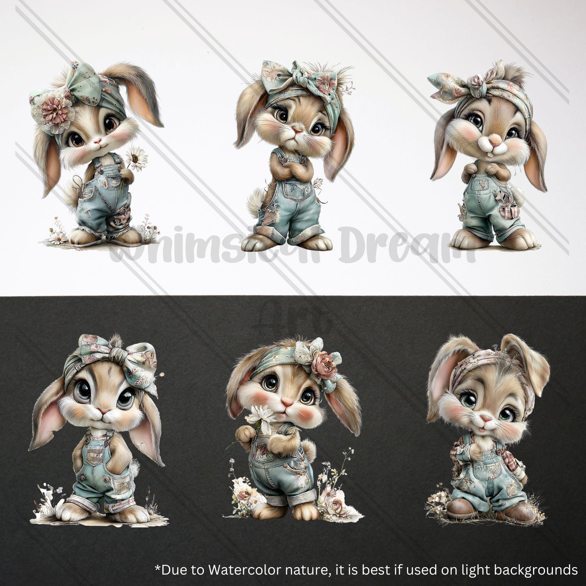 34PNG Baby Bunny Clipart, Cute Rabbit PNG for Nursery Wall Art, Country ...