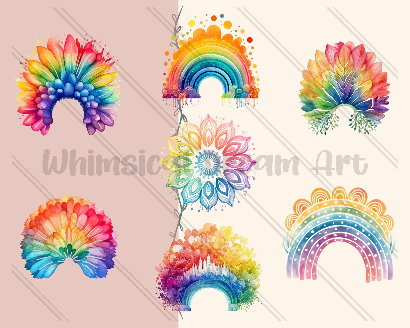 25 Rainbow Clipart Watercolor Rainbow Clip Art Background - Etsy