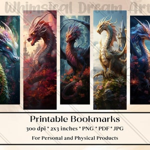 20 Fantasy Dragon Bookmark Designs, Printable Bookmarks Digital ...