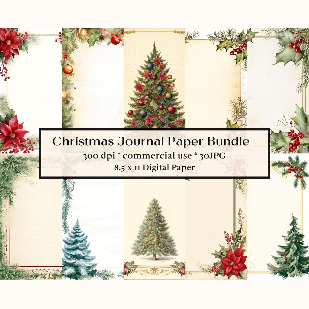 30 Christmas Junk Journal Pages, Digital Scrapbook Paper Kit, Winter ...
