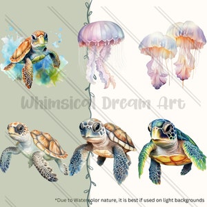 24 Watercolor Sea Turtle Clipart, Cute Nautical Ocean Animals PNG Clip ...
