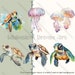 24 Watercolor Sea Turtle Clipart, Cute Nautical Ocean Animals PNG Clip ...