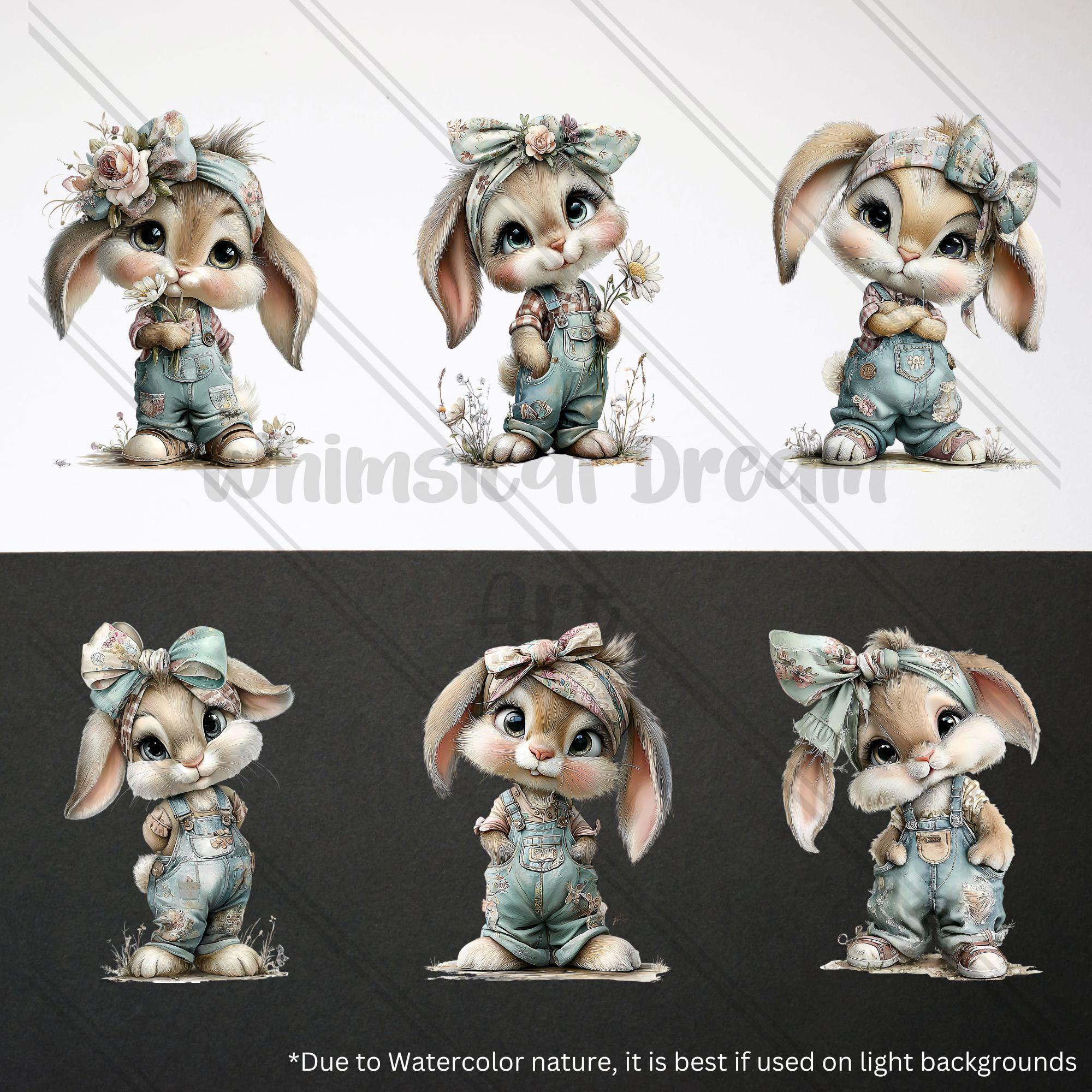 34PNG Baby Bunny Clipart, Cute Rabbit PNG for Nursery Wall Art, Country ...