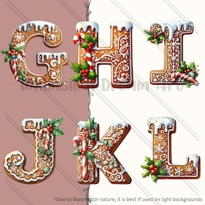 Christmas Gingerbread Clipart Decorative Letters, Commercial Use ...