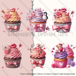 29 Valentine Cupcakes Clipart Bundle, Watercolor Cute Dessert, Junk ...