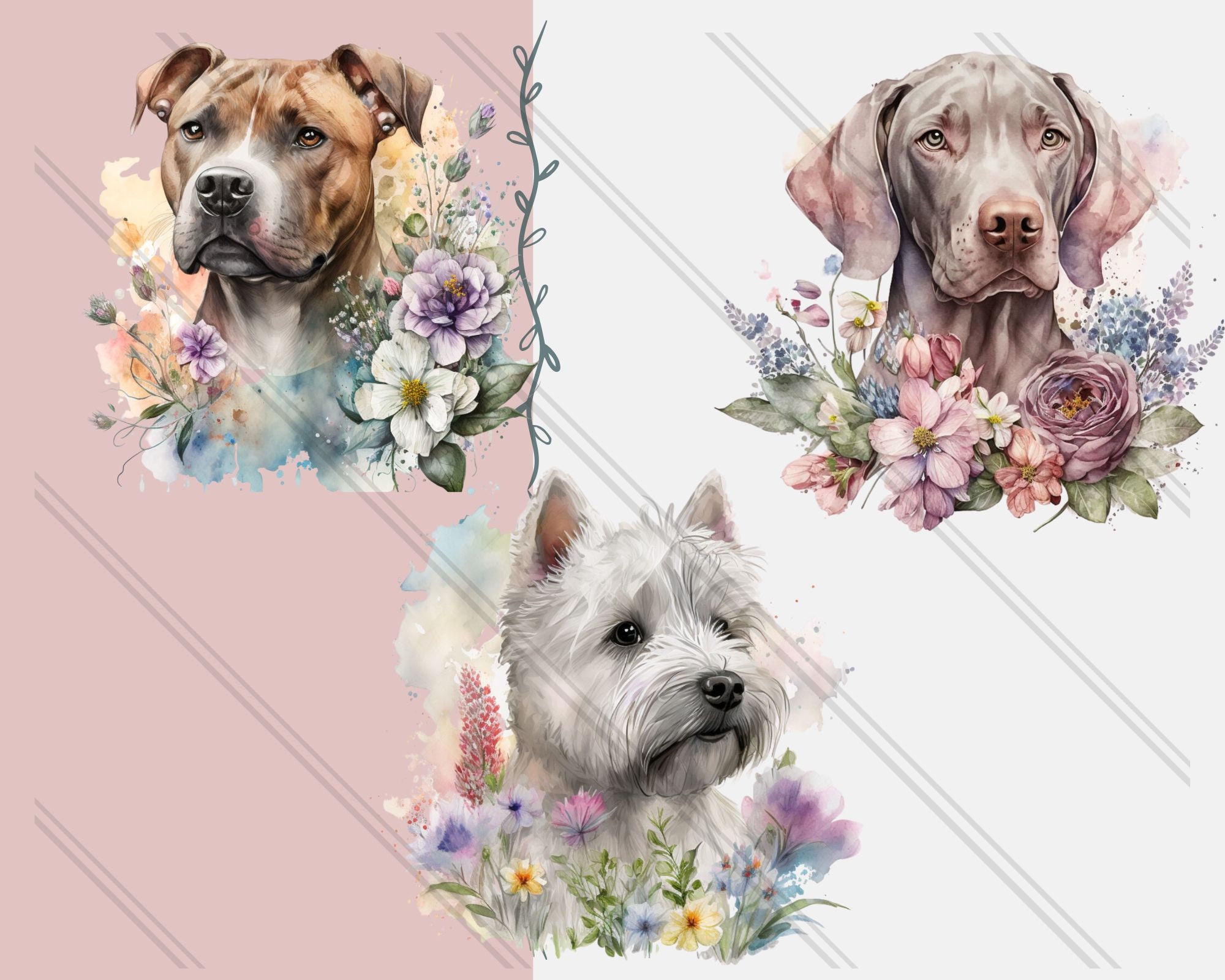 21 Watercolor Dog Clipart Set dog PNG Bundle Floral Dog - Etsy