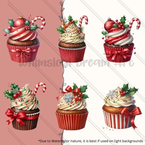 27 Christmas Cupcakes Clipart Bundle, Watercolor Festive Dessert, Junk ...