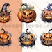 24 Watercolor Scary Pumpkin Clipart Bundle, Halloween Horror Designs ...