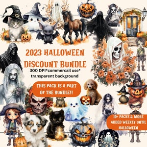 24 Halloween Window Clipart, Pumpkin Watercolor Clipart, Halloween ...