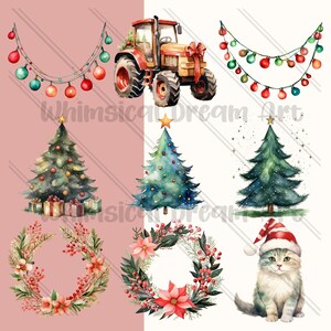 53 Christmas Farm Animals Clipart Watercolor Bundle, Commercial Use ...