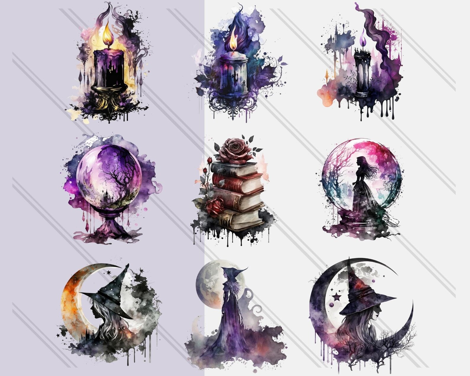 41 PNG Watercolor Gothic Witch Clipart, Witchcraft Clip Art, Magic ...
