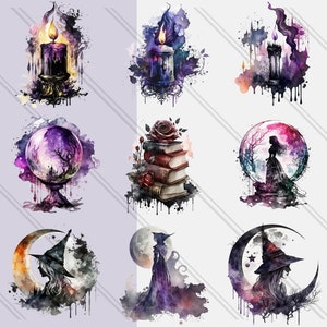 41 PNG Watercolor Gothic Witch Clipart, Witchcraft Clip Art, Magic ...